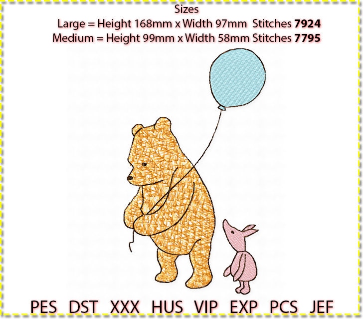 Classic Pooh and Piglet Embroidery Design Winnie. Low Stitch - Etsy