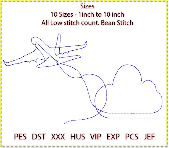 Plane Embroidery Design Machine Embroidery 10 Sizes. Low - Etsy