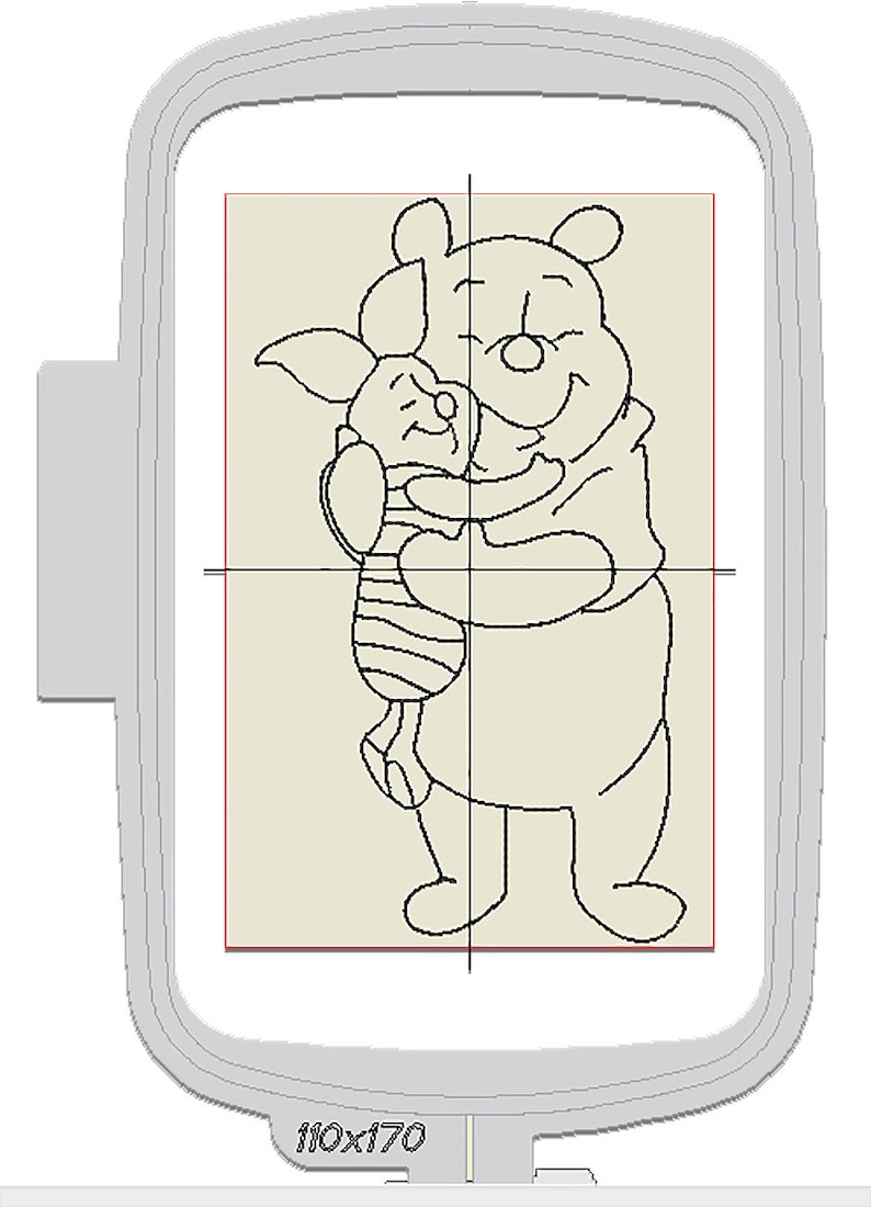 Pooh Piglet Hug Sketch Embroidery Design, Machine Embroidery, Winnie ...