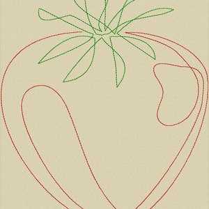 Strawberry Line Art Machine Embroidery Design: Bean Stitch (5 Sizes) - Etsy