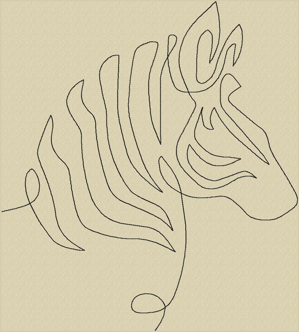 Zebra Line Art Machine Embroidery Line Art. Low Stitch Count. - Etsy