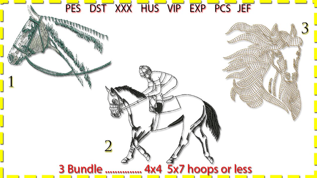 Horse Design Bundle for Machine Embroidery. Embroidery File. 3 ...