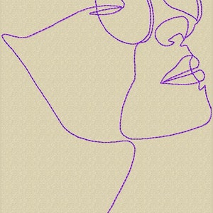 Face Line Art Machine Embroidery, Line Art. Low Stitch Count. 1 Colour ...