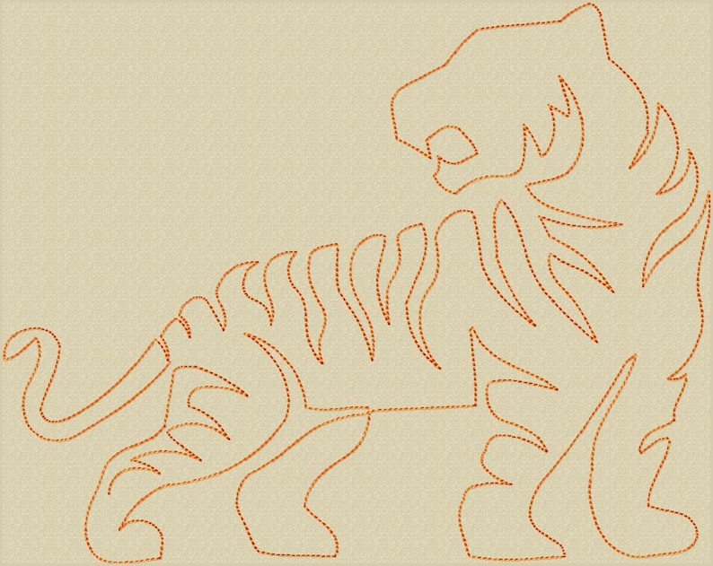 Tiger Line Art Embroidery Design Bundle: Low Stitch Count (4-12 Inch ...