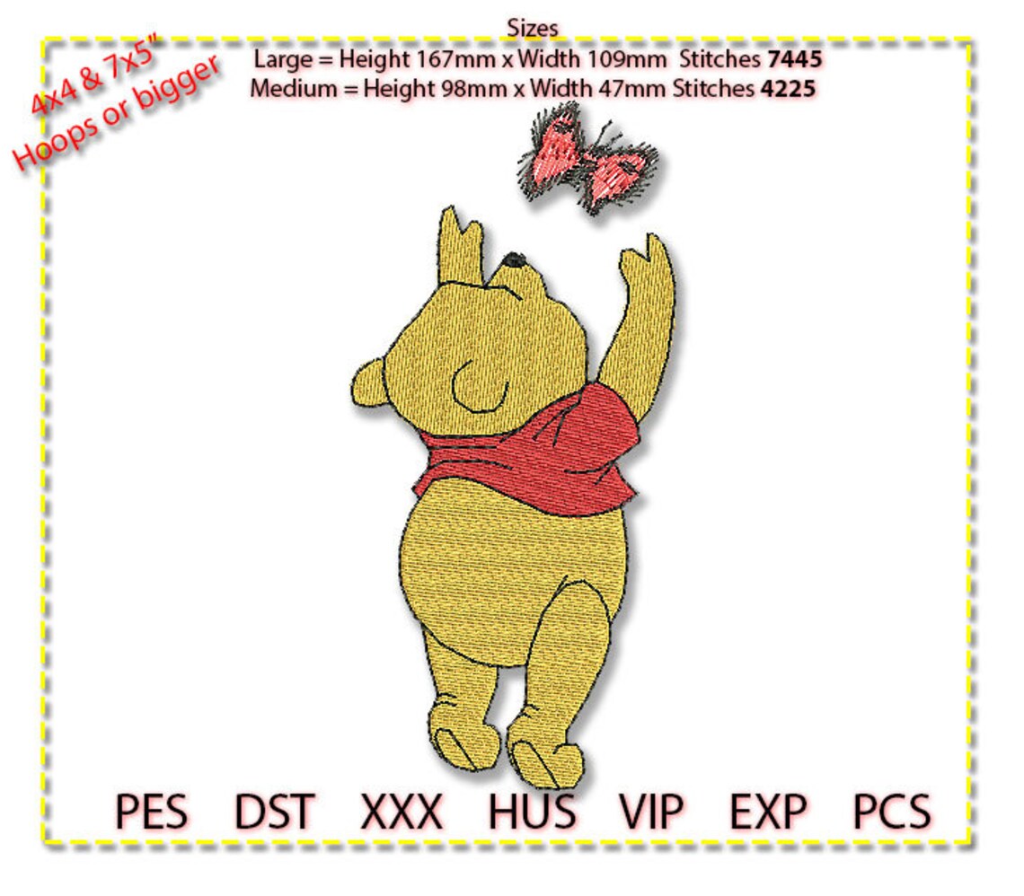 Classic Pooh Embroidery Design Classic Pooh Bear With | Etsy
