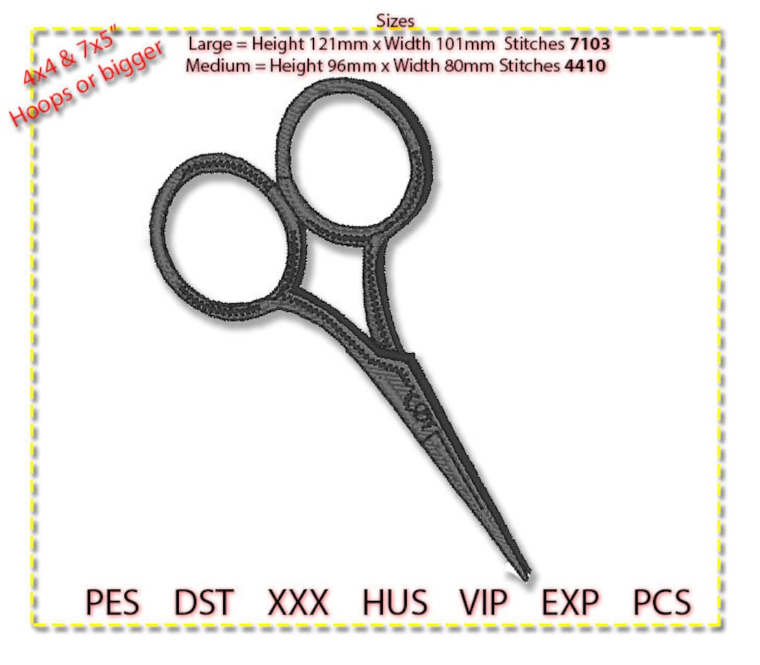 Scissors Embroidery Design, Machine Embroidery. 2 Colour. 4x4 Hoop - Etsy