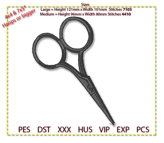 Scissors Embroidery Design Machine Embroidery. 2 Colour. 4x4 | Etsy