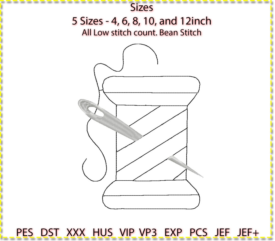 Bobbin and Needle Embroidery Design, Machine Embroidery, 5 Sizes. Low ...