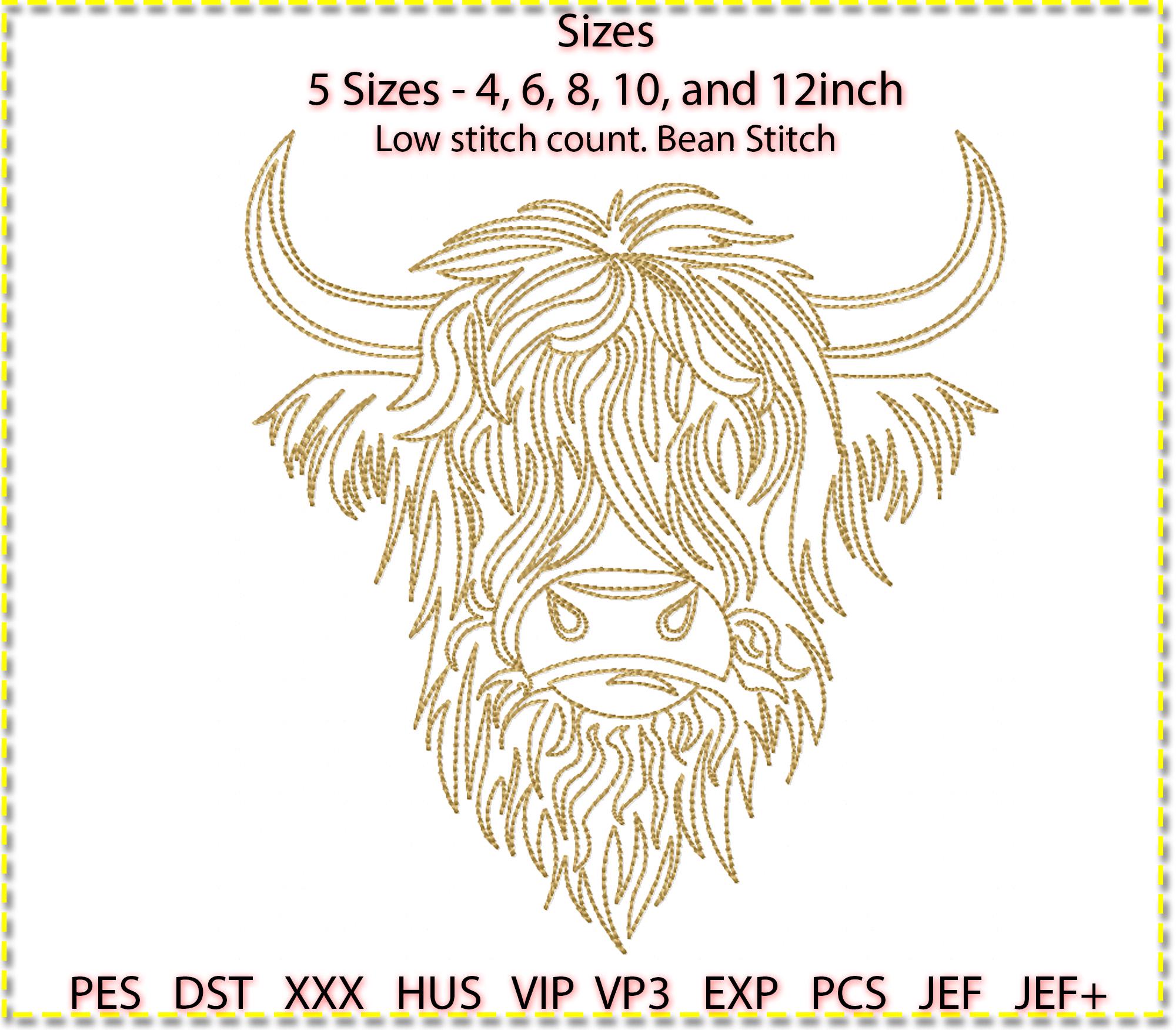Highland Cow Embroidery Design for Machine Embroidery. Embdroidery File ...