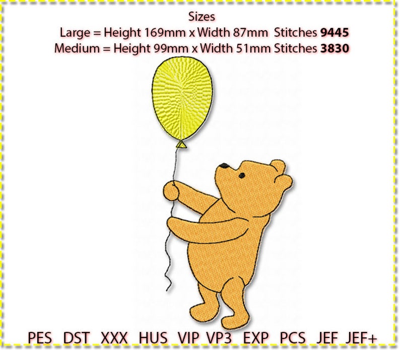 Pooh With Balloon Embroidery Design Simple Pooh Bear With - Etsy