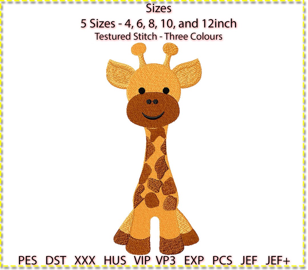 Cute Giraffe Machine Embroidery Design, Textured Stitch (digital ...