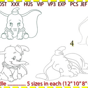 Dumbo Outline Embroidery Design: Low Stitch Count Bundle (digital ...
