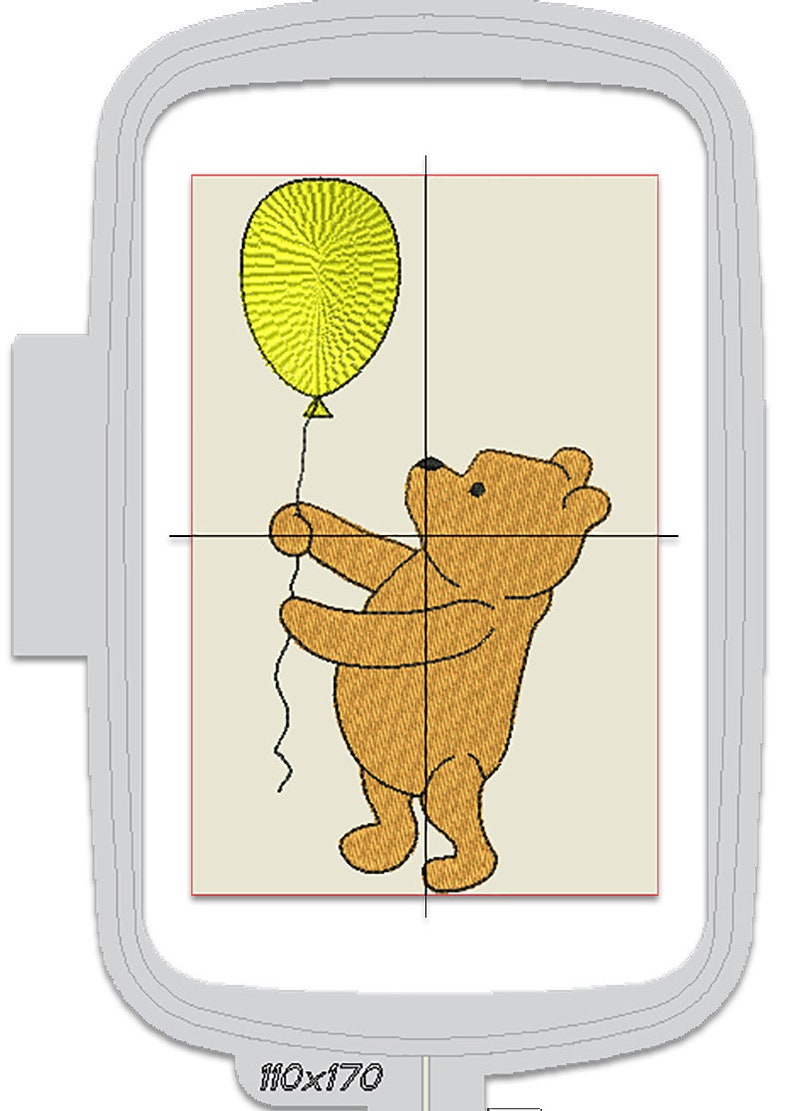 Pooh With Balloon Embroidery Design Simple Pooh Bear With - Etsy