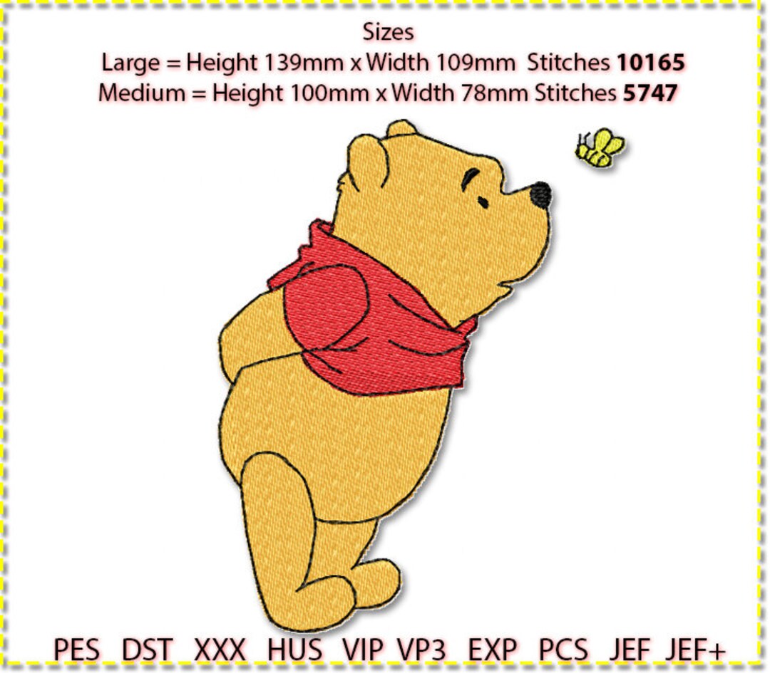 Pooh With Bee Embroidery Design, Machine Embroidery, Winnie. 4 Colour ...