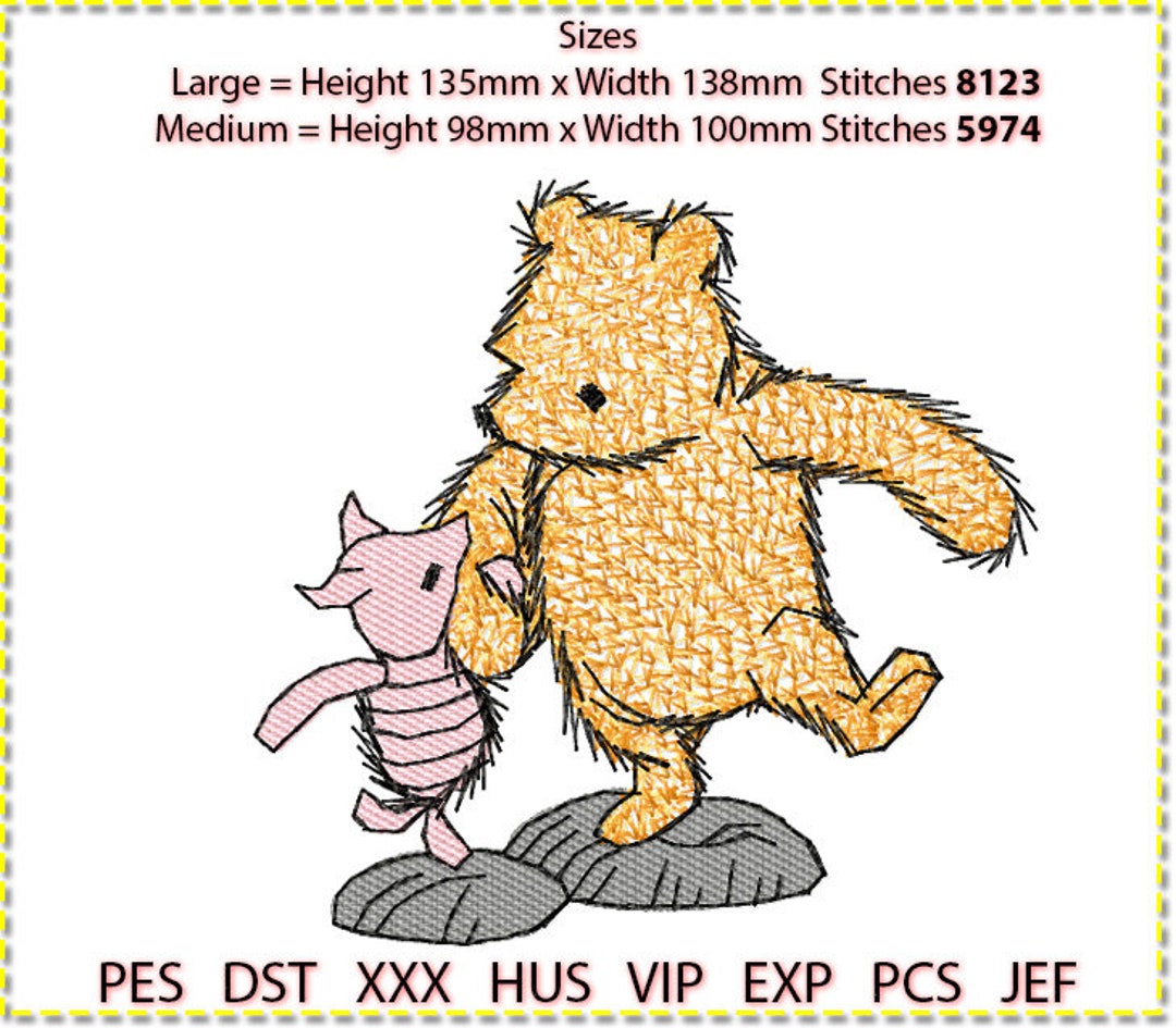 Classic Pooh and Piglet Embroidery Design, Winnie. Low Stitch Count. 4 ...