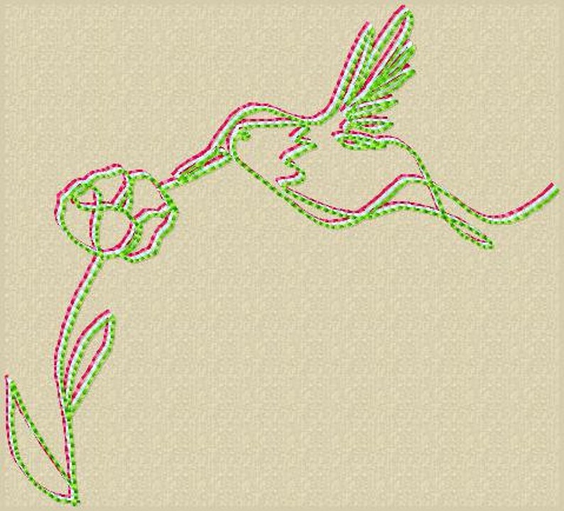 Hummingbird Line Art. Machine Embroidery Line Art. Low Stitch - Etsy
