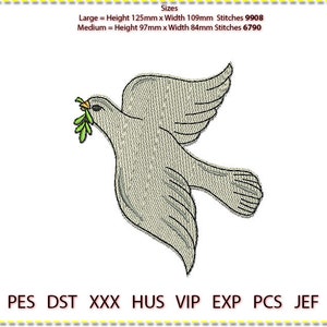 Dove Embroidery Design, Machine Embroidery, 5 Colour. 2 Sizes - Etsy