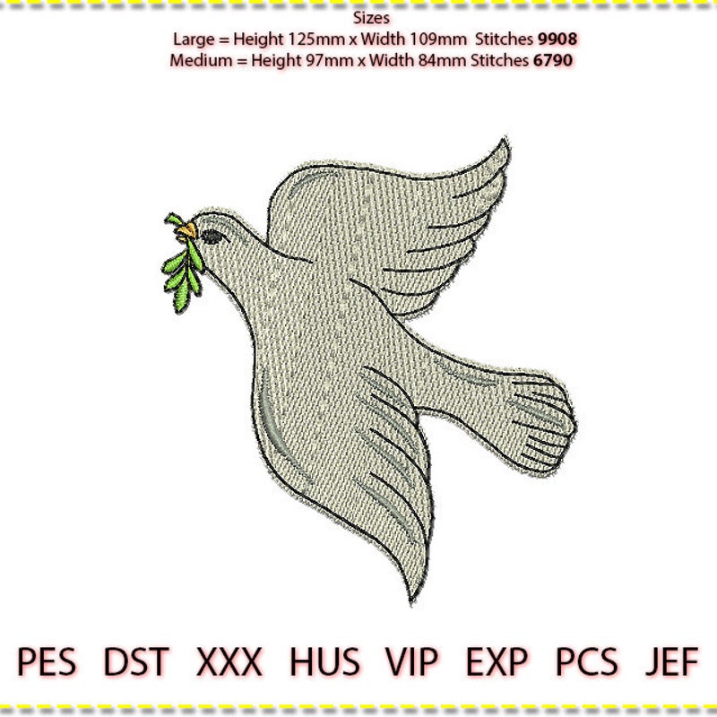 Dove Embroidery Design - Etsy