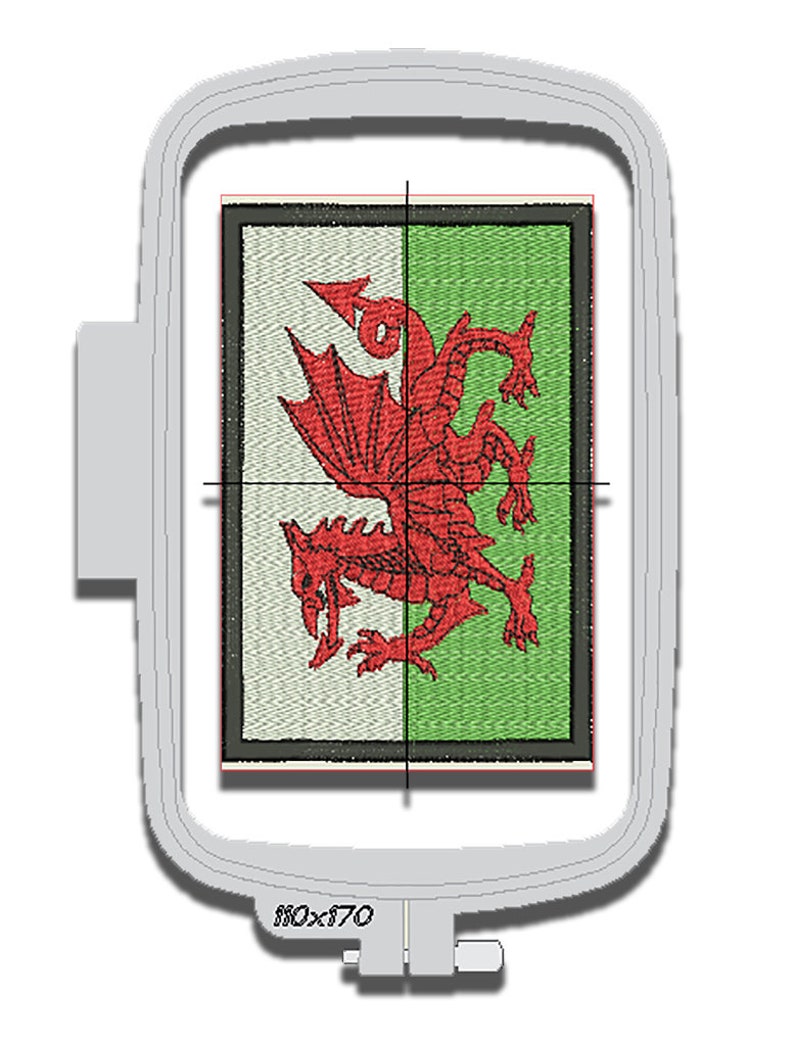 Wales Flag Embroidery Design, Motto Machine Embroidery, 4 Colour. Welsh ...