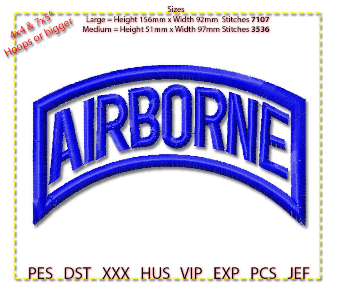 Airborne Embroidery Design, Motto Machine Embroidery, Low Stitch Count ...