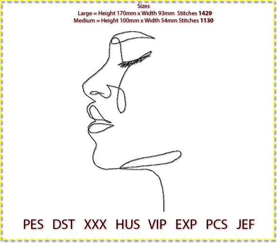 Face Line Art Machine Embroidery Line Art. Low Stitch Count. - Etsy