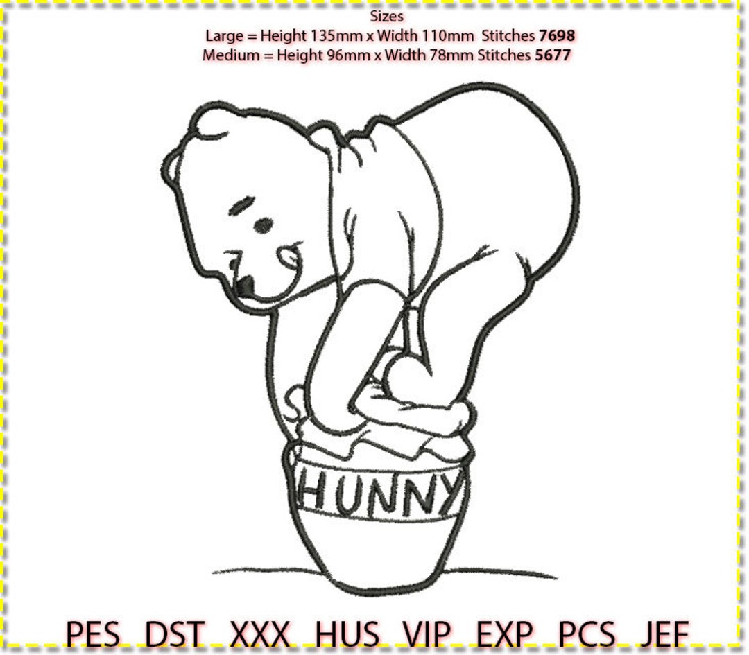 Winnie the Pooh Embroidery Design: Hunny Pot (digital Download) - Etsy