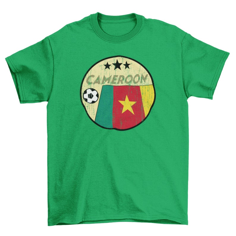 CAMEROON Football T-shirt, Adults Kids Baby, Retro Circle Patriotic ...