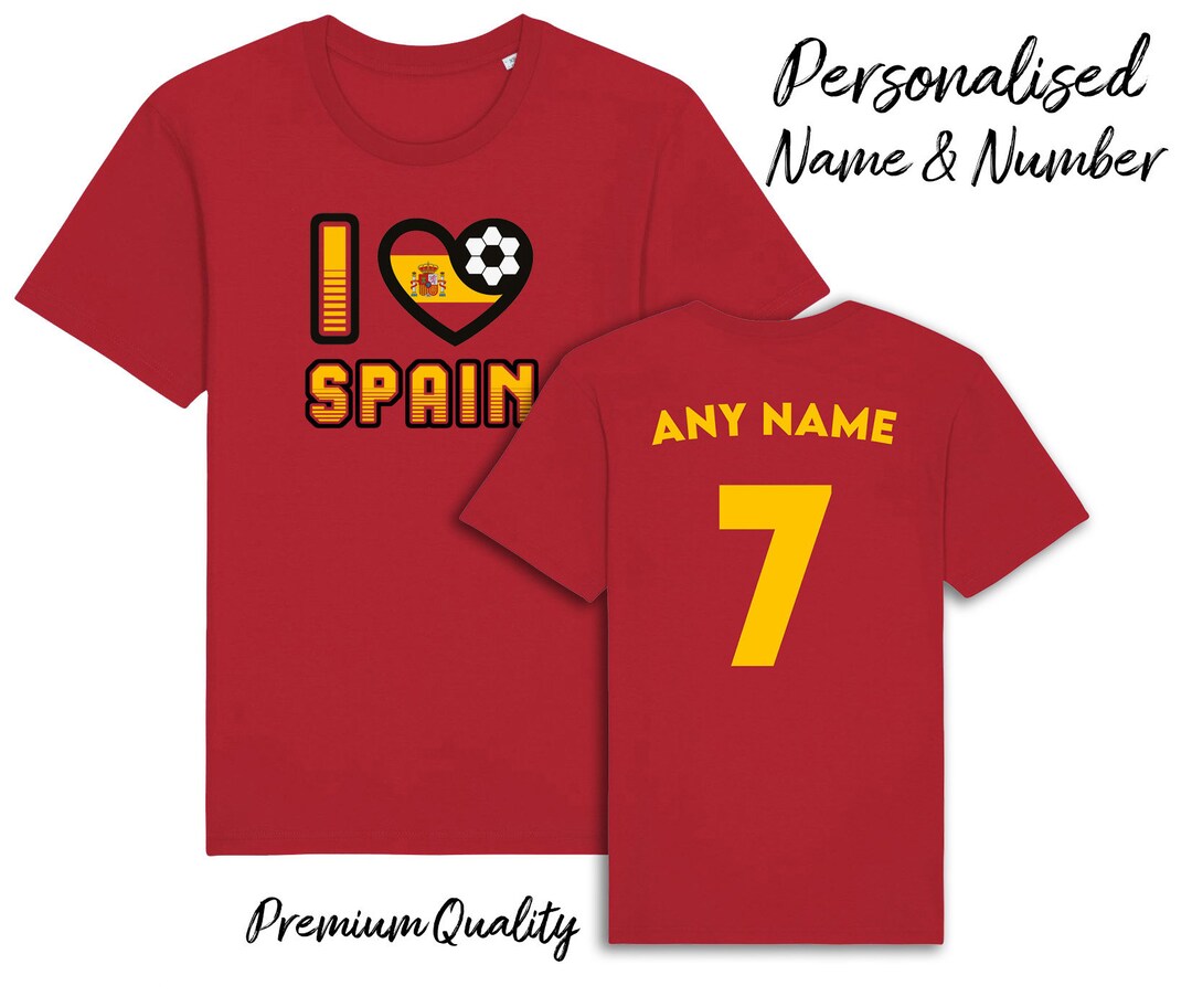 I Love SPAIN Personalised T-shirt, Name/number Adults Kids Baby World ...