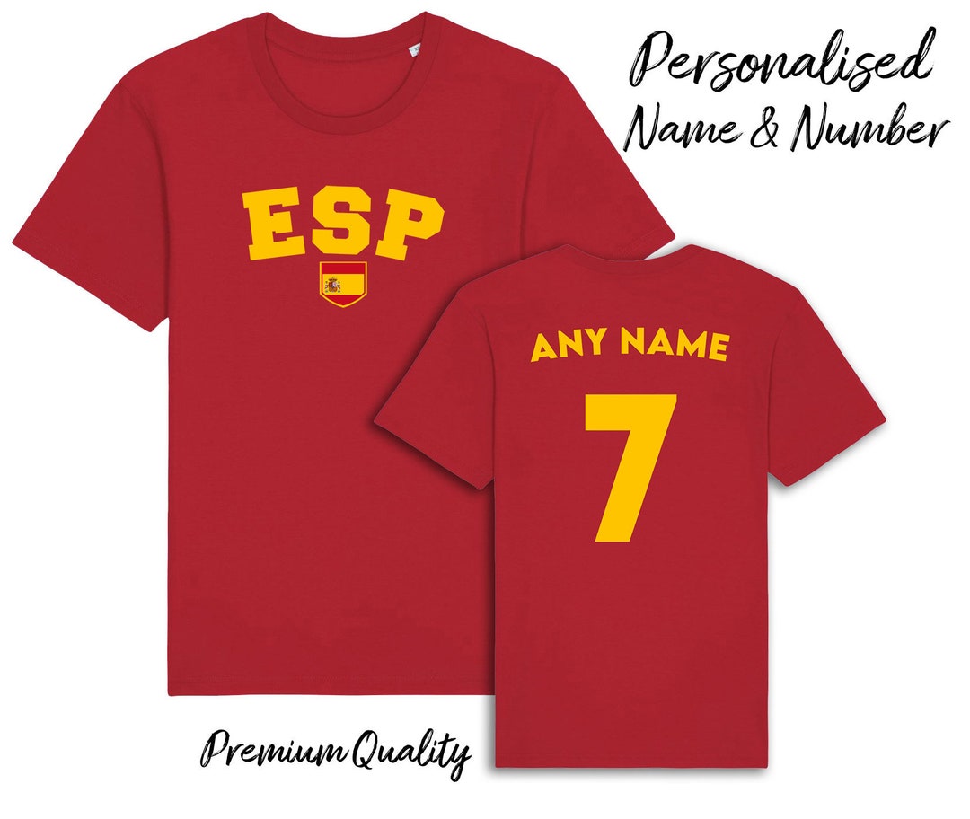 Spain ESP Personalised T-shirt, Name/number Adults Kids Baby World Cup ...