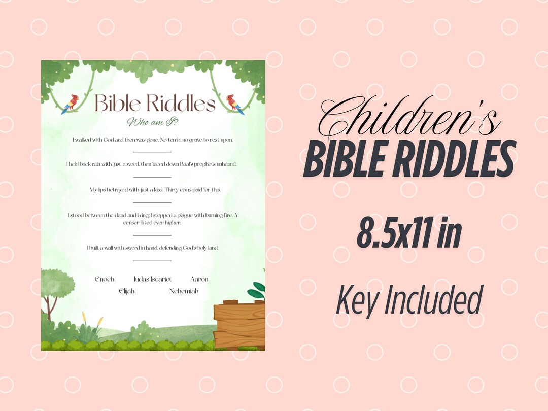 Bible Riddles Printable Game – Character Christian Trivia for Families ...