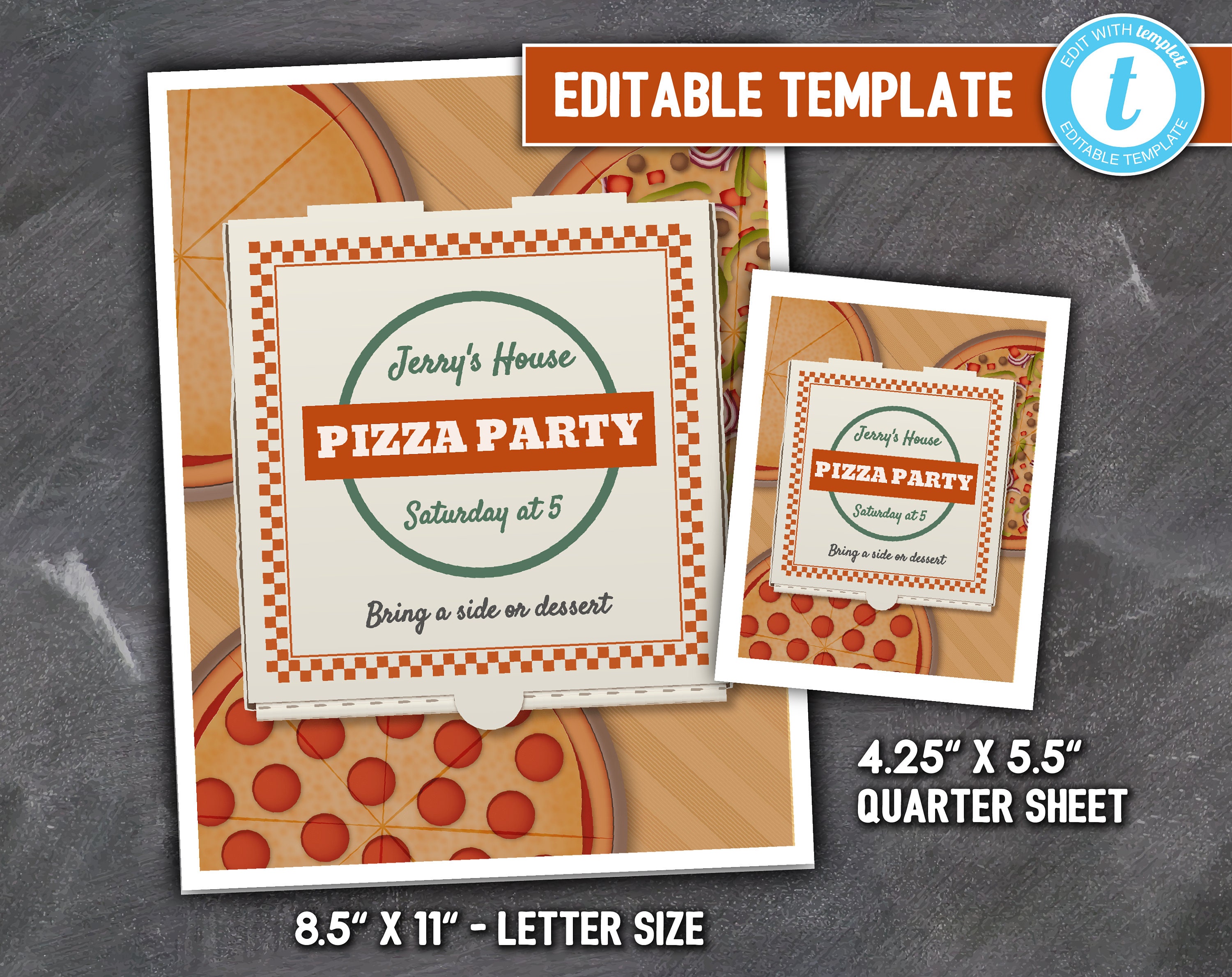 Pizza Party Flyer and Poster - Editable Template - Etsy UK