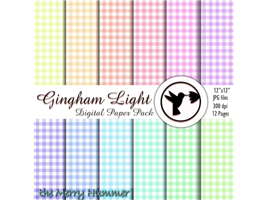 Gingham Check Digital Paper Pack in Pastel Colors, Instant Download ...