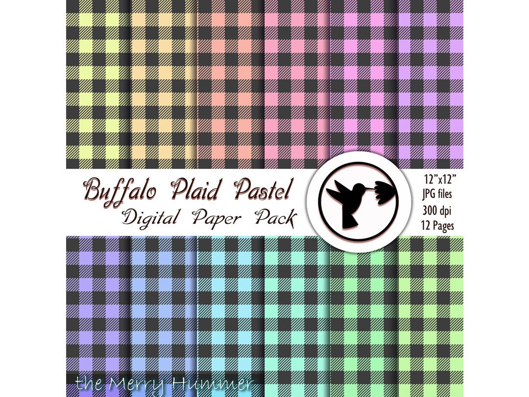 Pastel Buffalo Plaid Digital Paper Pack, Instant Download of Buffalo ...