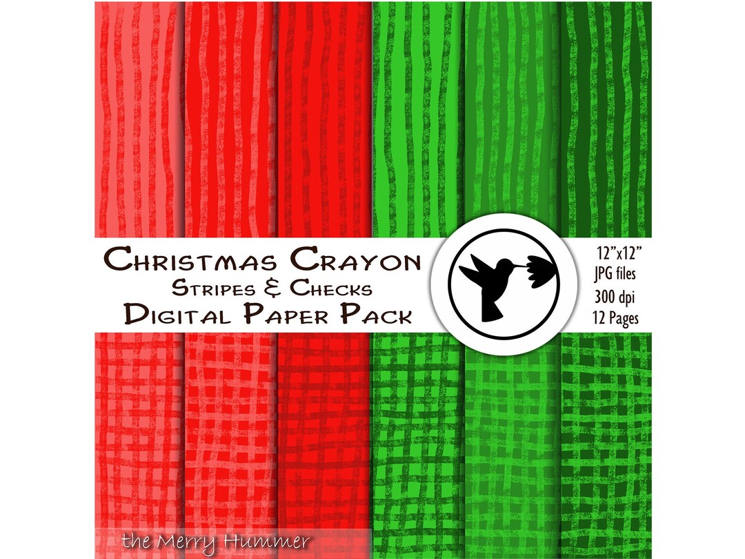 Unique Digital Paper, Christmas Red & Green Stripes and Checks ...