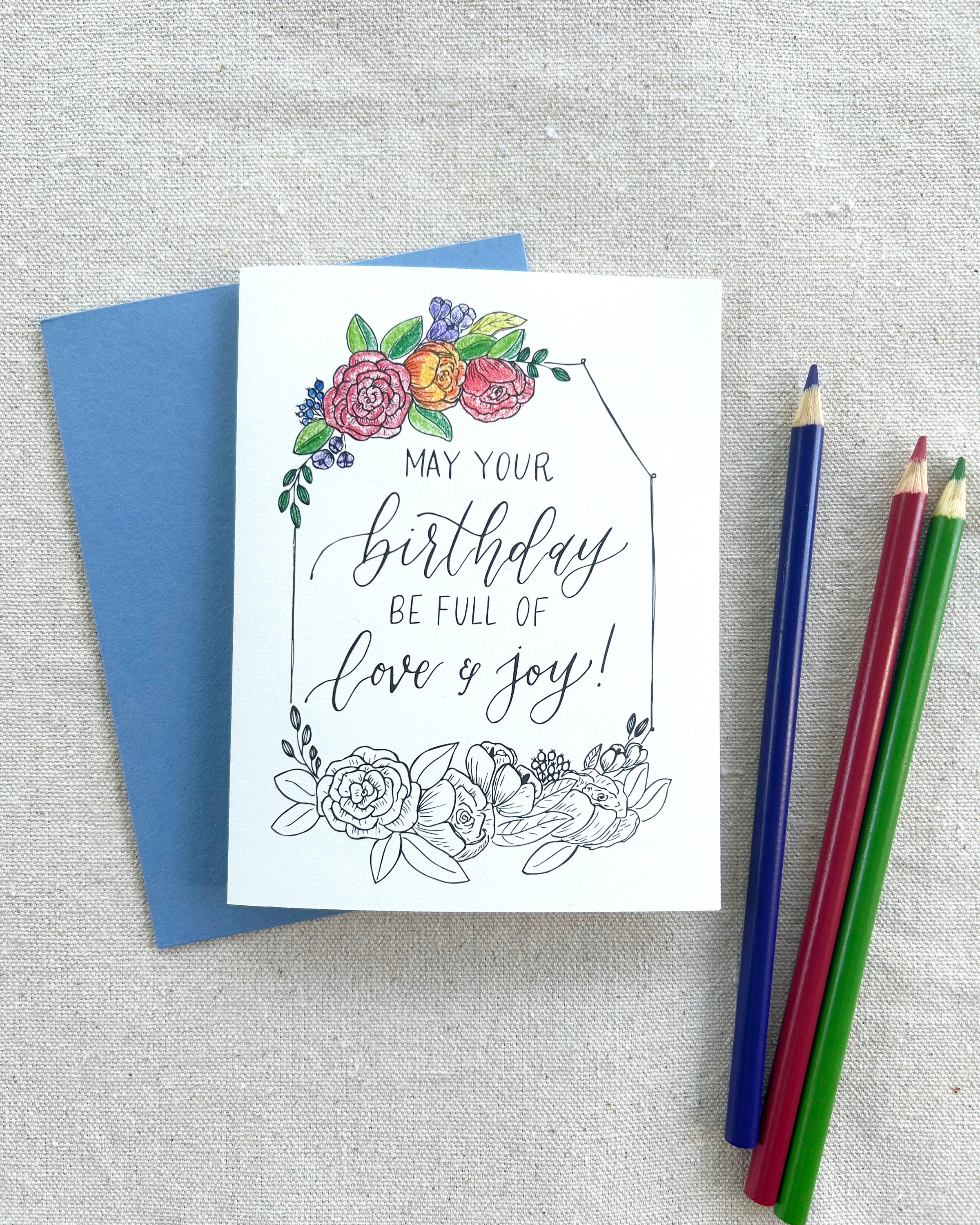 Color Me in Birthday Card | Black and White Floral Greeting Card ...
