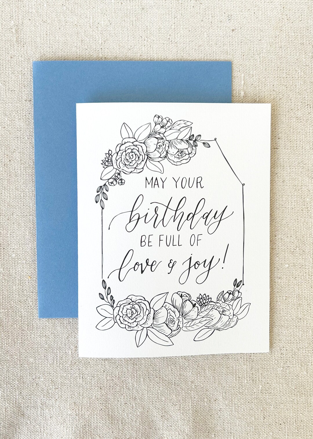 Color Me in Birthday Card | Black and White Floral Greeting Card ...
