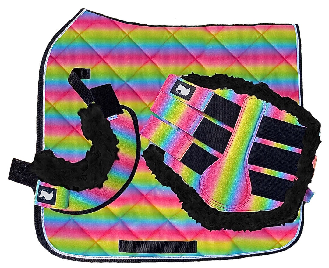 Rainbow Glitter Unicorn Horse Large Pony Saddle Pad Boots Tack Set - Etsy