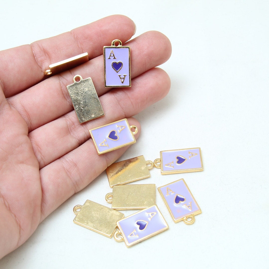 24x14mm 24k Shiny Gold Playing Cards Charm, Playing Cards Pendant ...