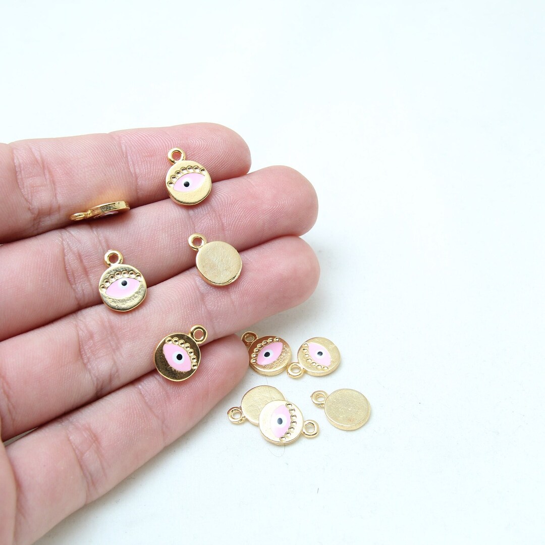 14x10mm 24k Shiny Gold Evil Eye Charm, Mini Evil Eye Pendant,evil Eye ...