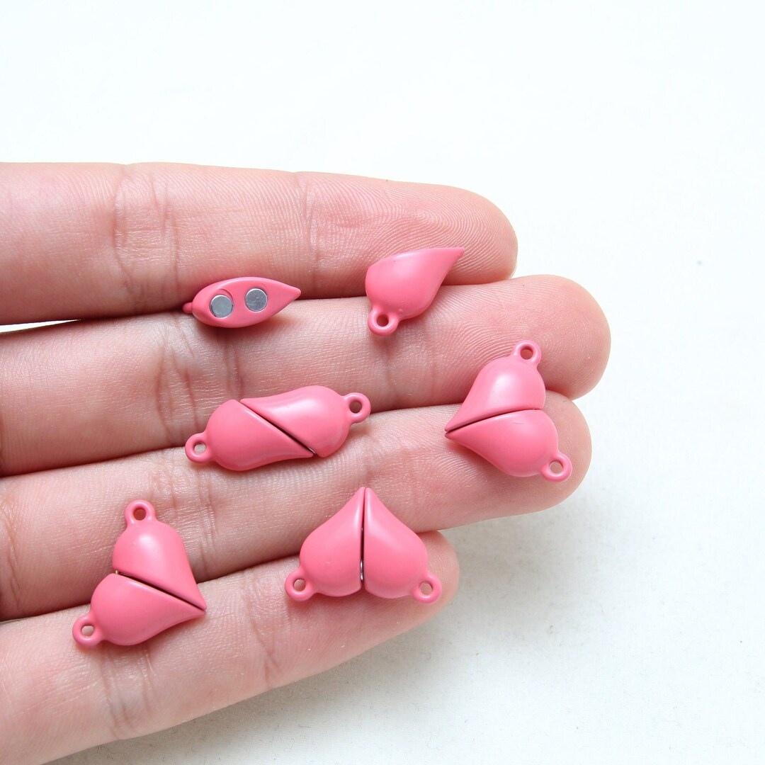 20x15mm Pink Magnetic Heart, Magnet Charm, Magnetic Heart Pendant ...