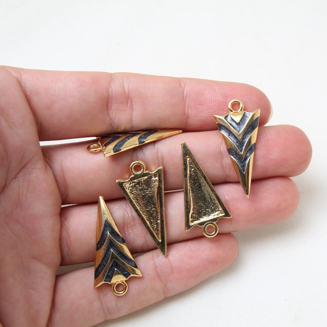 16x33mm 24k Shiny Gold 6 Geometric Pendants, Enamel Triangle Charm ...