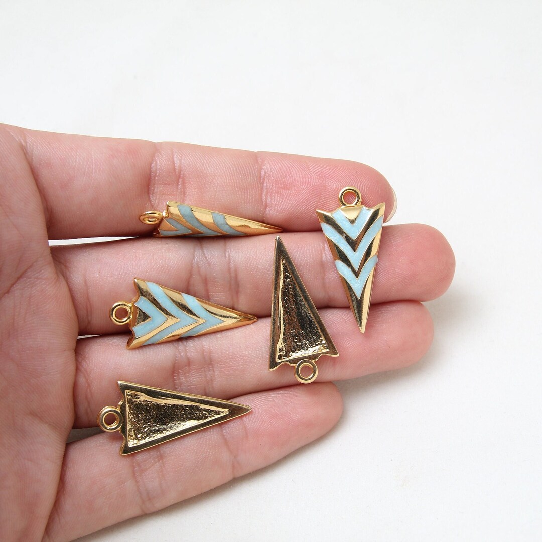 16x33mm 24k Shiny Gold 6 Geometric Pendants, Enamel Triangle Charm ...