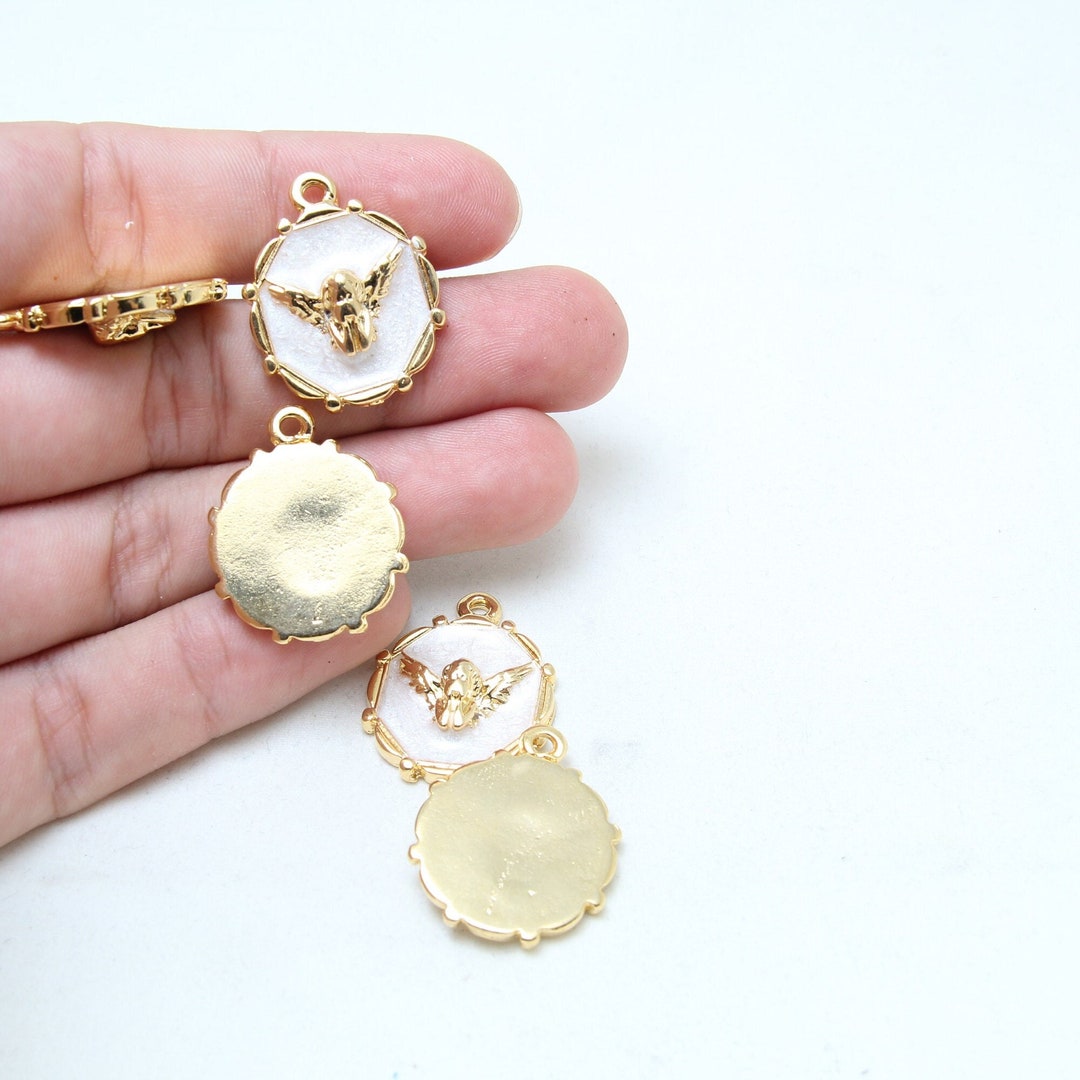 24x29mm 24k Shiny Gold Angel Pendant, Angel Locket, Jewelry Supplies ...