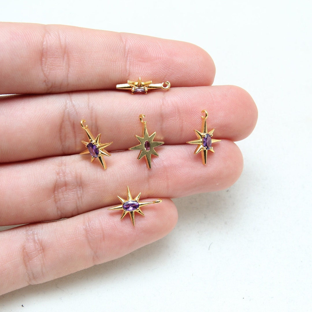 12x17mm 24k Shiny Gold Plated Polar Star Pendant Zircon Polar - Etsy
