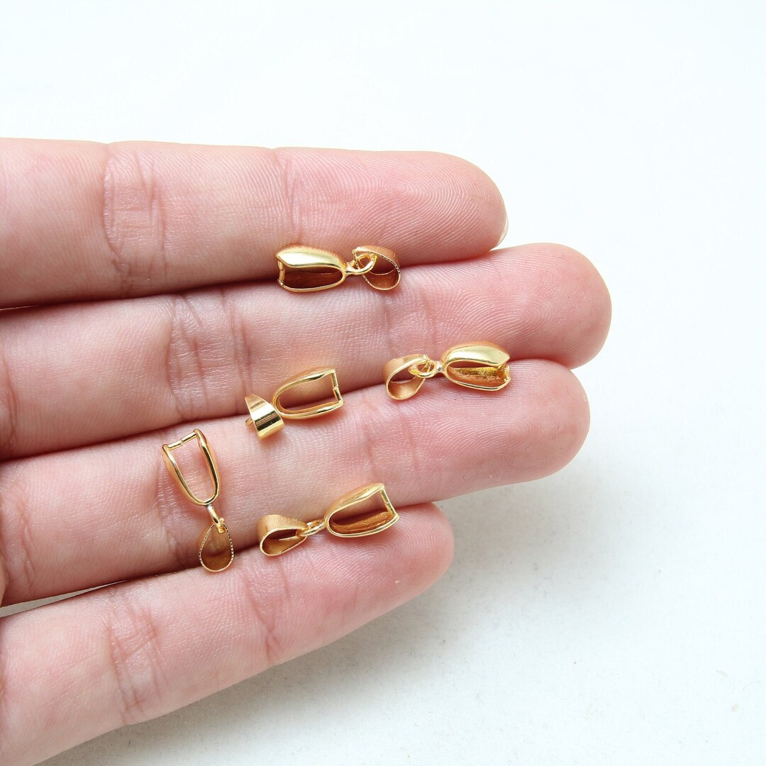 7x14mm 24k Shiny Gold Pendant Bail, Bail Charm, Small Bail Pendant ...