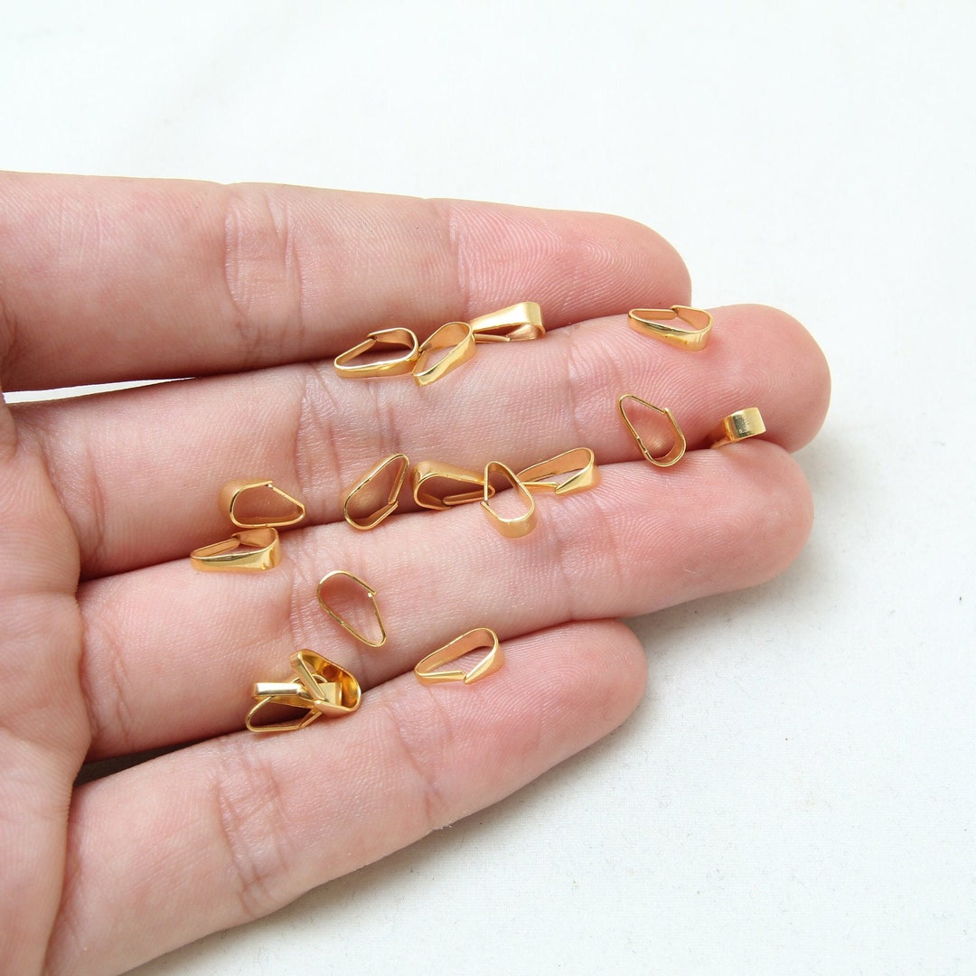 3x10mm 24k Shiny Gold Pendant Bail, Bail Charm, Small Bail Pendant ...
