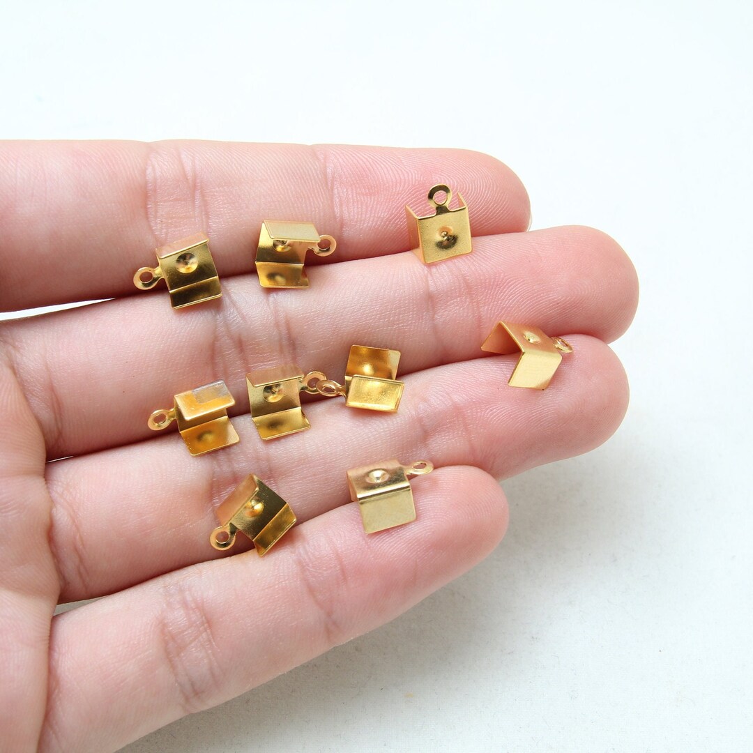 8x11mm 24k Shiny Gold Crimp Beads, Bail Charm, Ball Chain Clasp ...