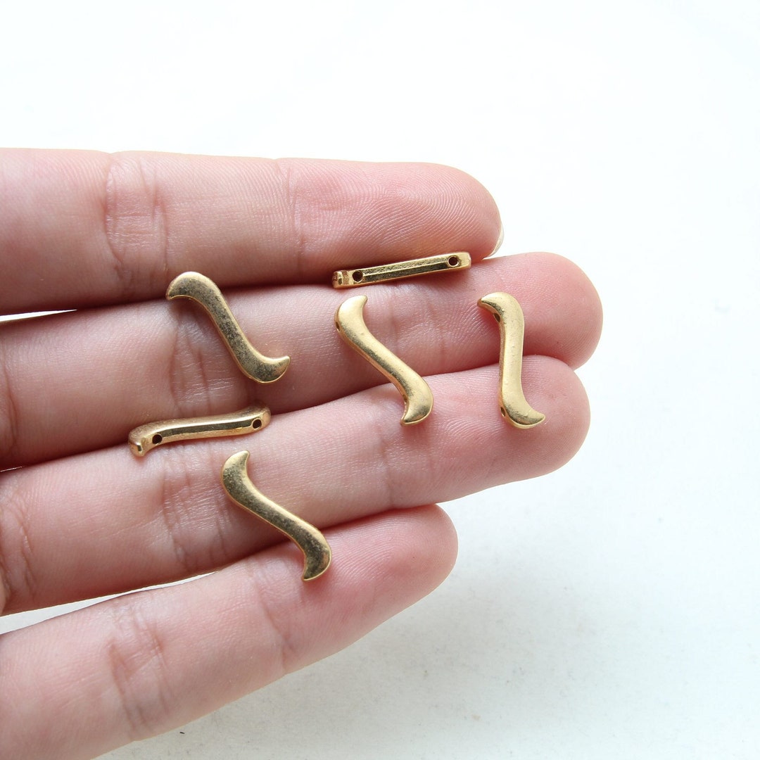 6x20mm 24k Shiny Gold Plated Snake Spacer Bead Charm, Snake Bracelet ...