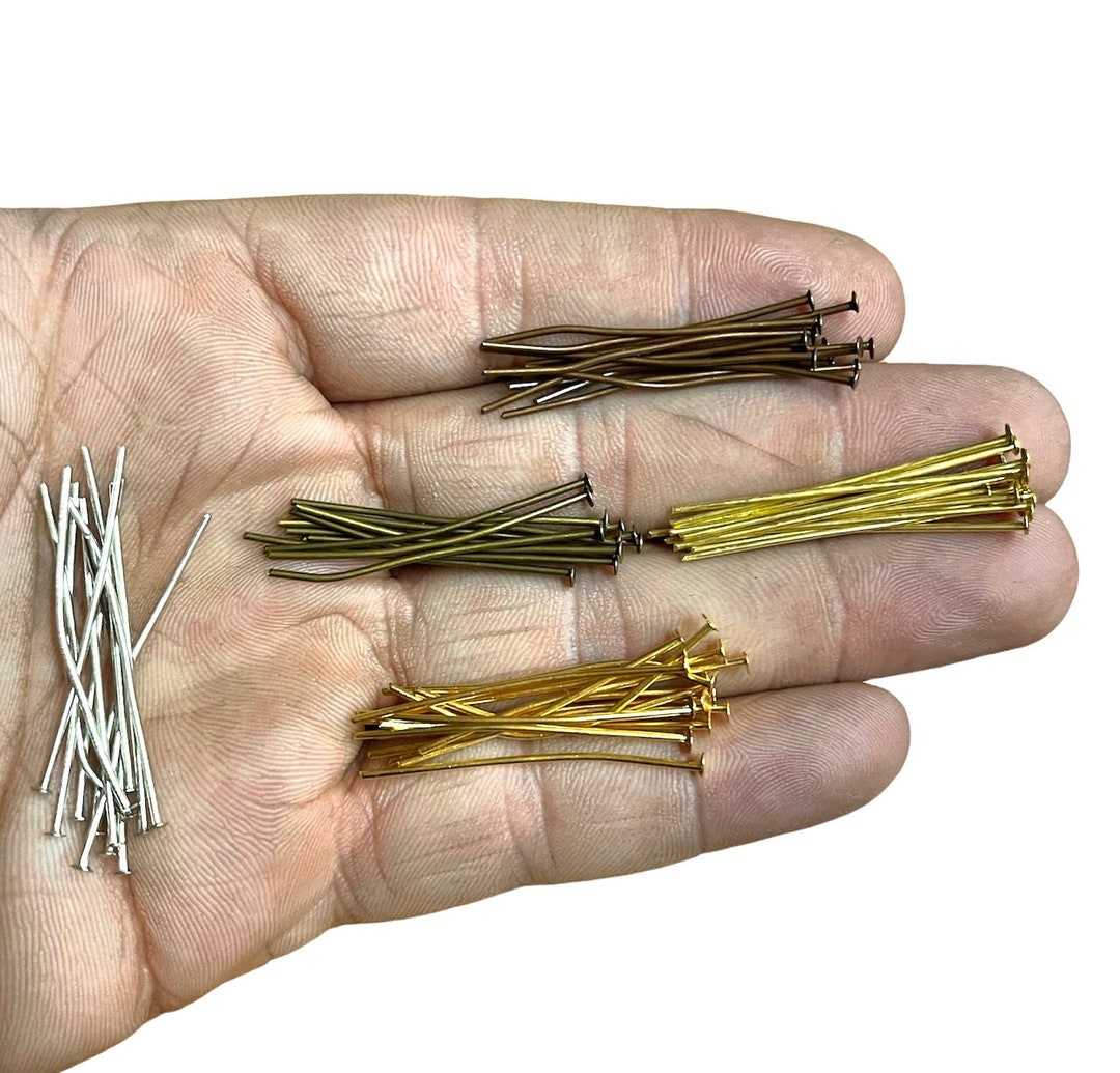 200 Pcs 30mm Flat Head Pins Head Pins Brass Raw Nickel - Etsy