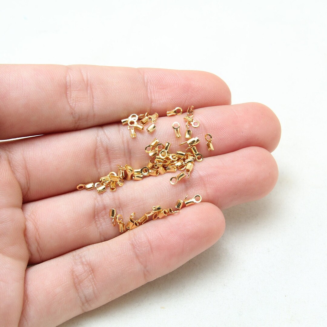 2x5mm 24k Shiny Gold Crimp Beads, Bail Charm, Ball Chain Clasp ...